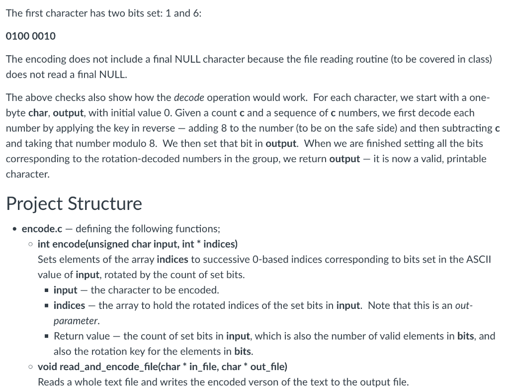 Solved This project implements a simple encoding and | Chegg.com