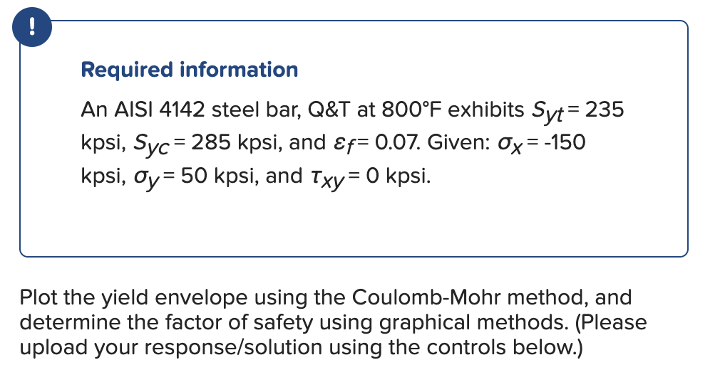 Solved Required information An AISI 4142 steel bar, Q\&T at | Chegg.com