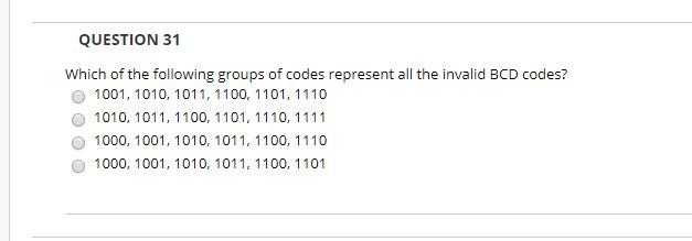 Solved ION 31 Which Of The Following Groups Of Codes
