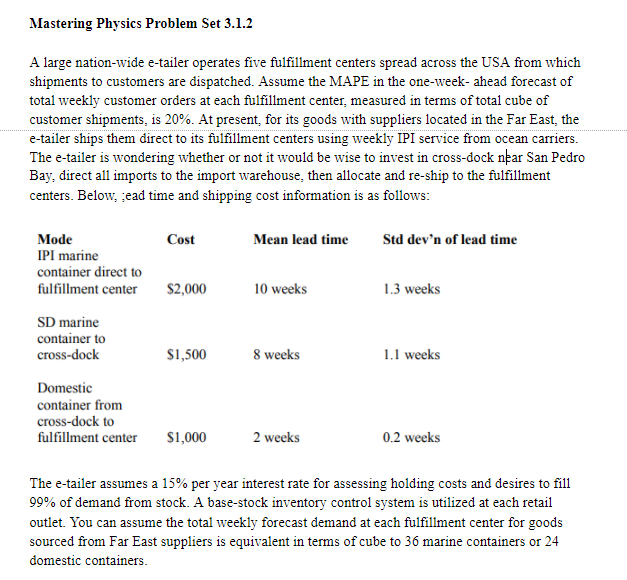Mastering Physics Problem Set 3.1.2 A large | Chegg.com