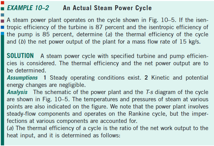 Solved EXAMPLE 10-2 An Actual Steam Power Cycle A steam | Chegg.com