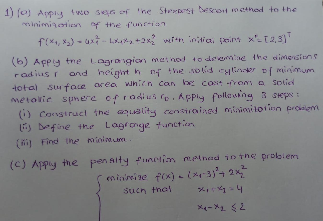Solved OPTIMIZATION Hello .. could you answer this questions | Chegg.com