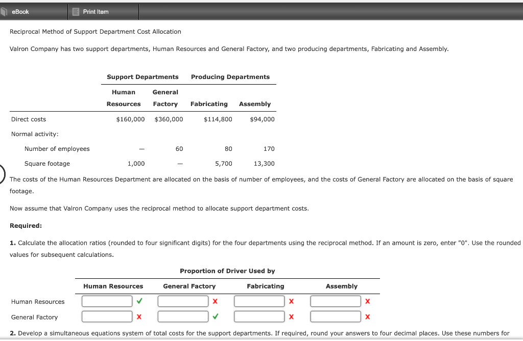 Solved 3. Using the reciprocal method, allocate the costs of | Chegg.com