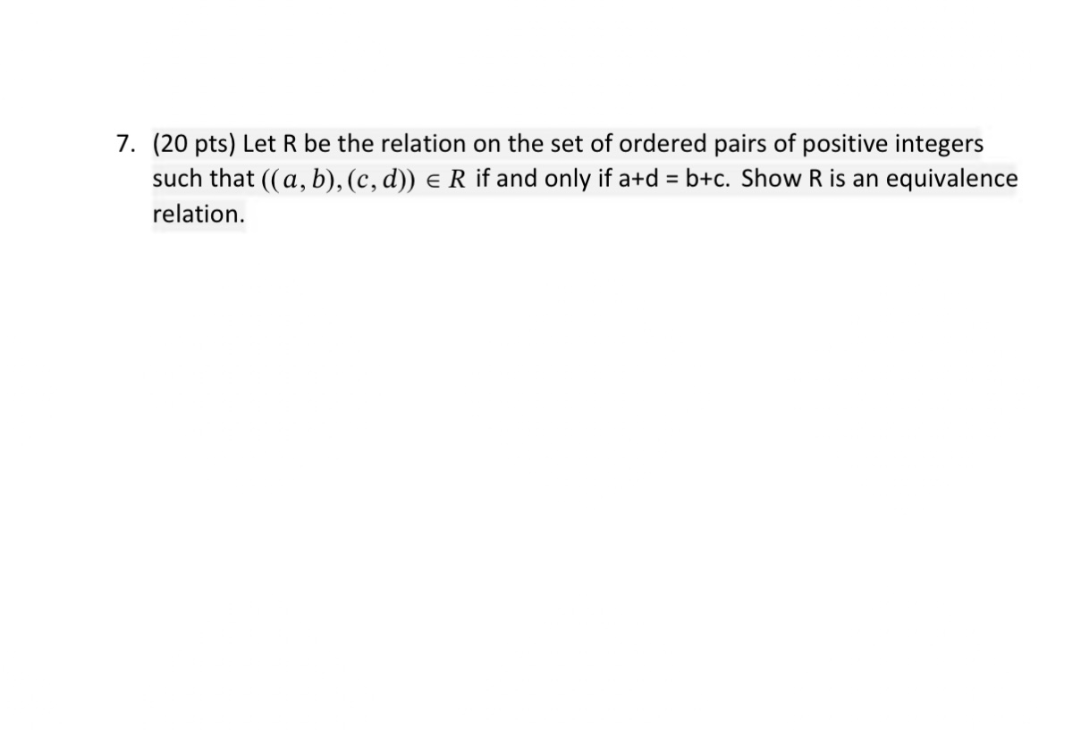 Solved (20 pts) Let R be the relation on the set of ordered | Chegg.com