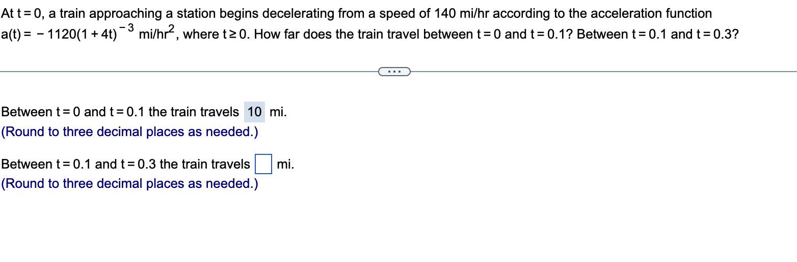 Solved At t=0, a train approaching a station begins | Chegg.com