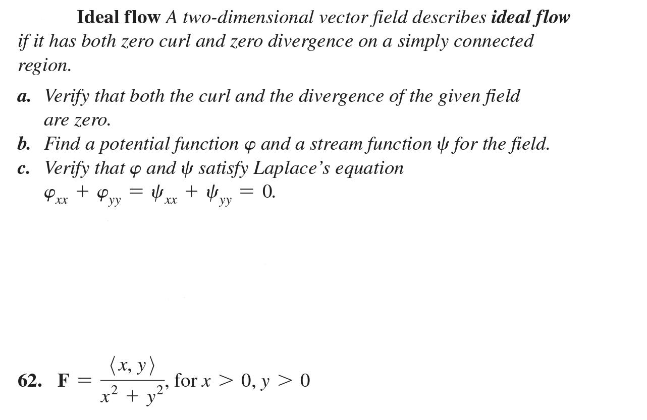 Solved Ideal flow A two-dimensional vector field describes | Chegg.com