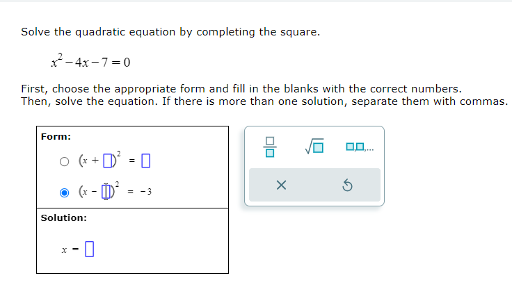 Solved Solve the quadratic equation by completing the | Chegg.com