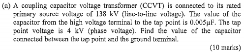 Solved (a) A coupling capacitor voltage transformer (CCVT) | Chegg.com