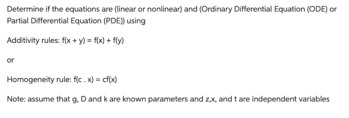 Solved Determine if the equations are (linear or nonlinear) | Chegg.com