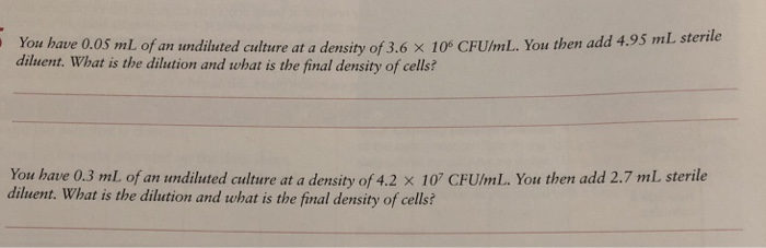 Solved How would you produce a 10-1 dilution of a 3 mL | Chegg.com