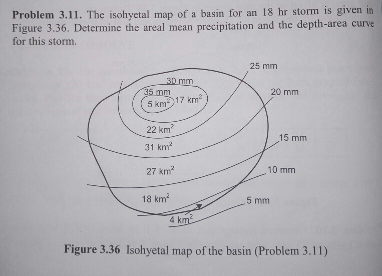 Solved Problem 3.11. The isohyetal map of a basin for an 18 | Chegg.com