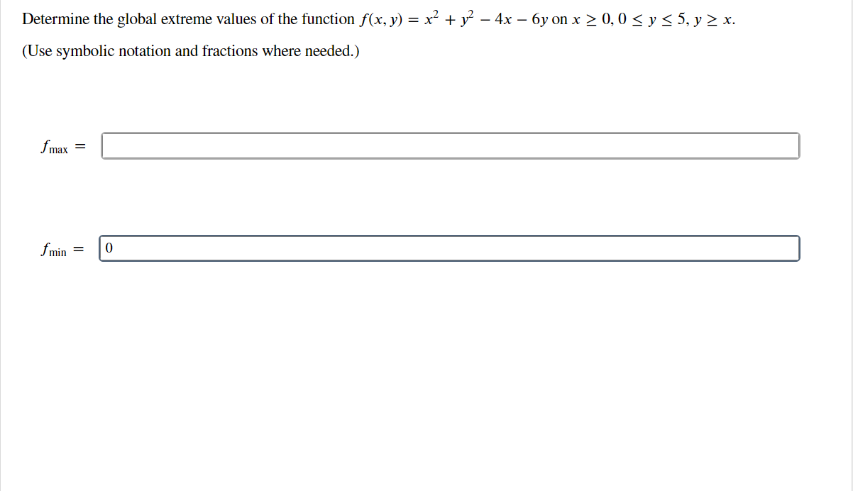 Determine the global extreme values of the function | Chegg.com