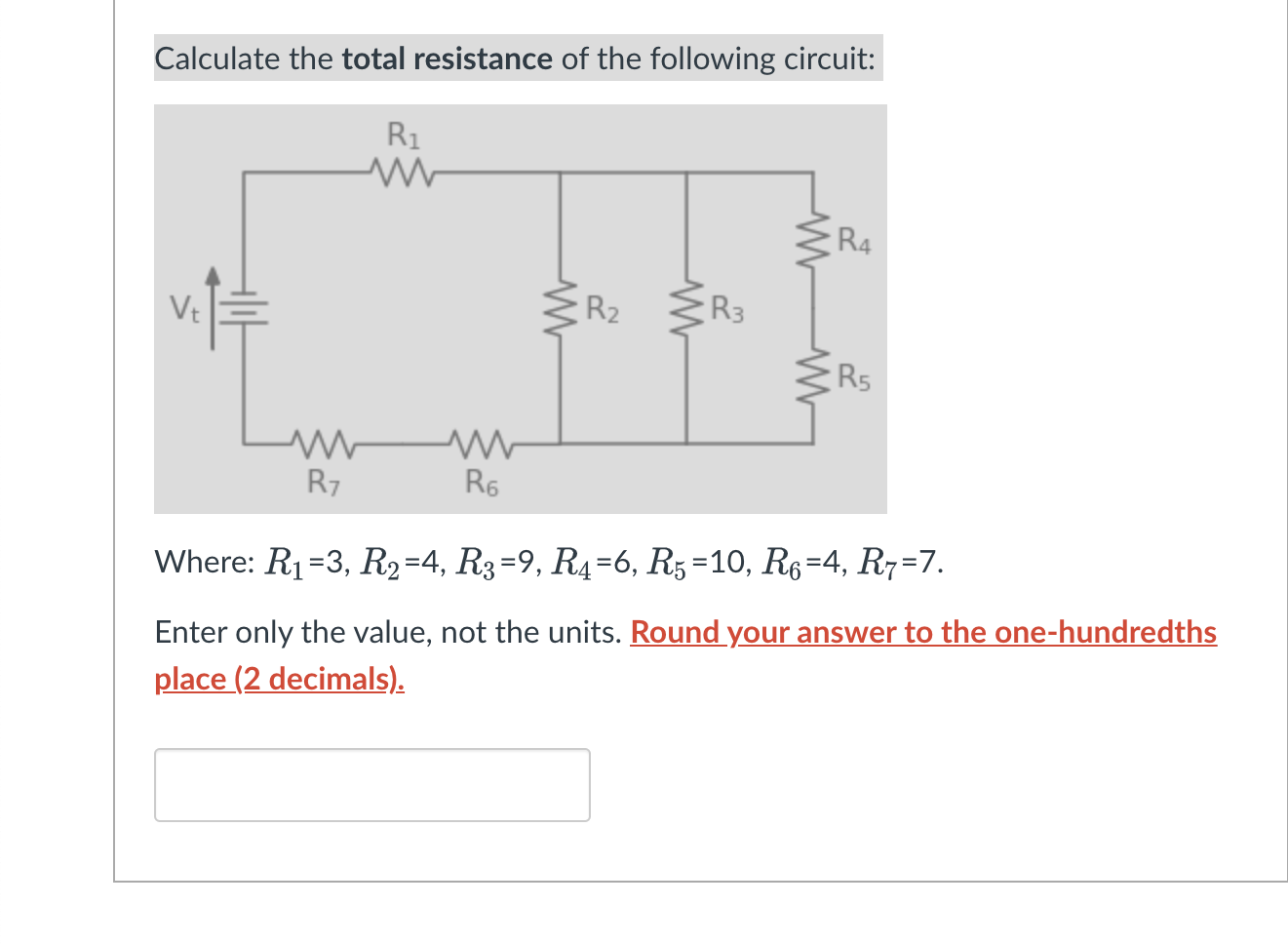 Solved Calculate the total resistance of the following | Chegg.com