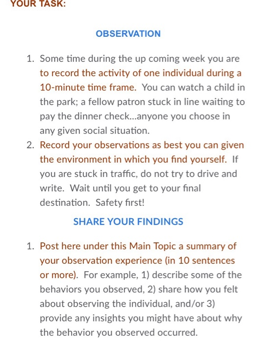 Solved YOUR TASK: OBSERVATION 1. Some time during the up | Chegg.com
