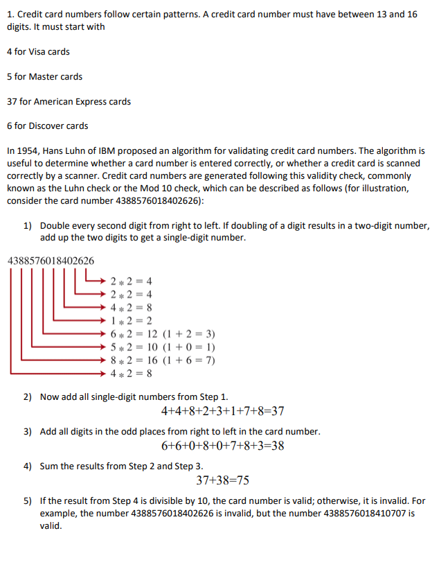 Solved 1 Credit Card Numbers Follow Certain Patterns A 