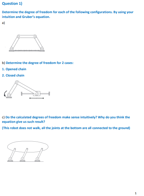 Solved Determine the degree of freedom for each of the | Chegg.com