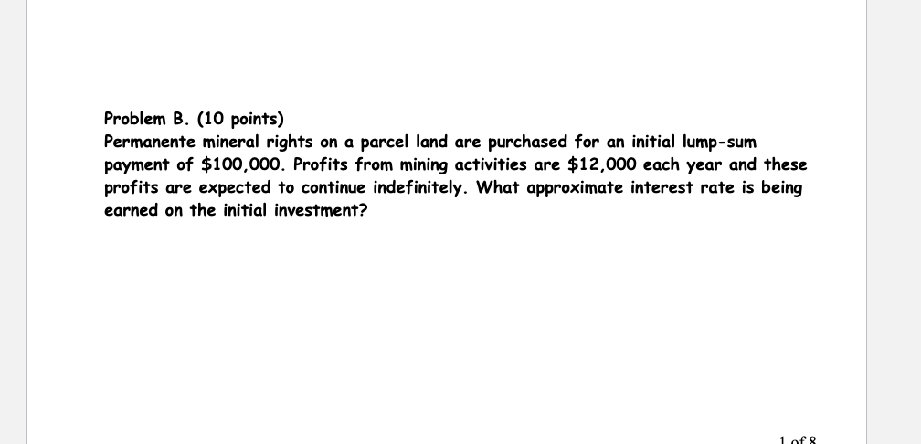 Solved Problem B. (10 points)Permanente mineral rights on a | Chegg.com Solved Problem B. (10 points)Permanente mineral rights on a | Chegg.com