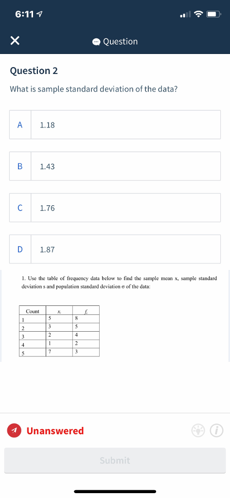 Solved What is sample standard deviation of the data using R | Chegg.com