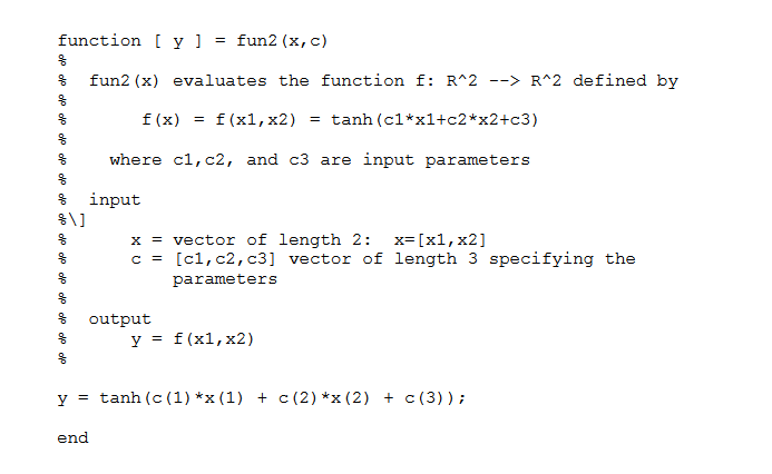 Solved 1. The matlab function fun1.m defines a function f: | Chegg.com