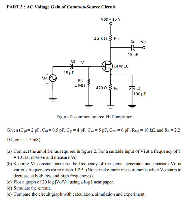 PART 3: AC Voltage Gain of Common-Source Circuit VOD | Chegg.com