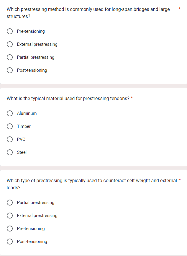 Solved Which prestressing method is commonly used for | Chegg.com