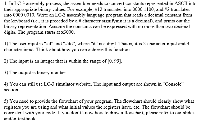 1 In Lc 3 Assembly Process The Assembler Needs To
