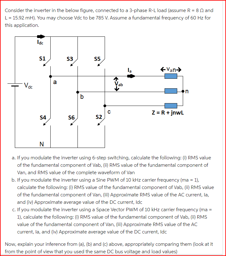 Consider the inverter in the below figure, connected | Chegg.com