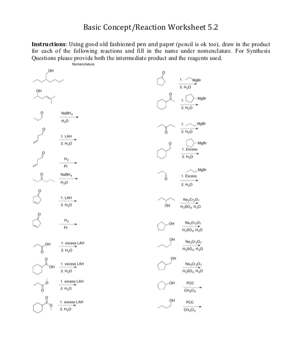 Solved Basic Concept/Reaction Worksheet 5.2 Instructions: | Chegg.com