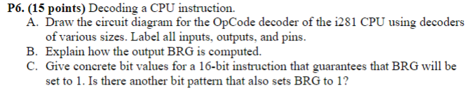 Solved P6. (15 points) Decoding a CPU instruction. A. Draw | Chegg.com