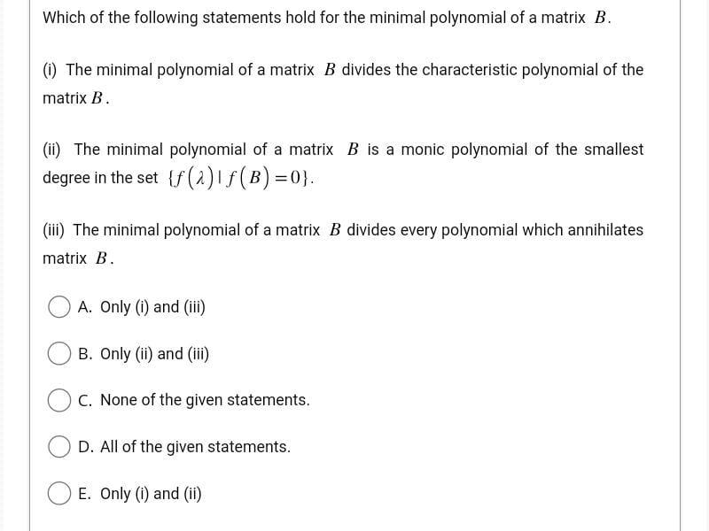 Solved Which Of The Following Statements Hold For The