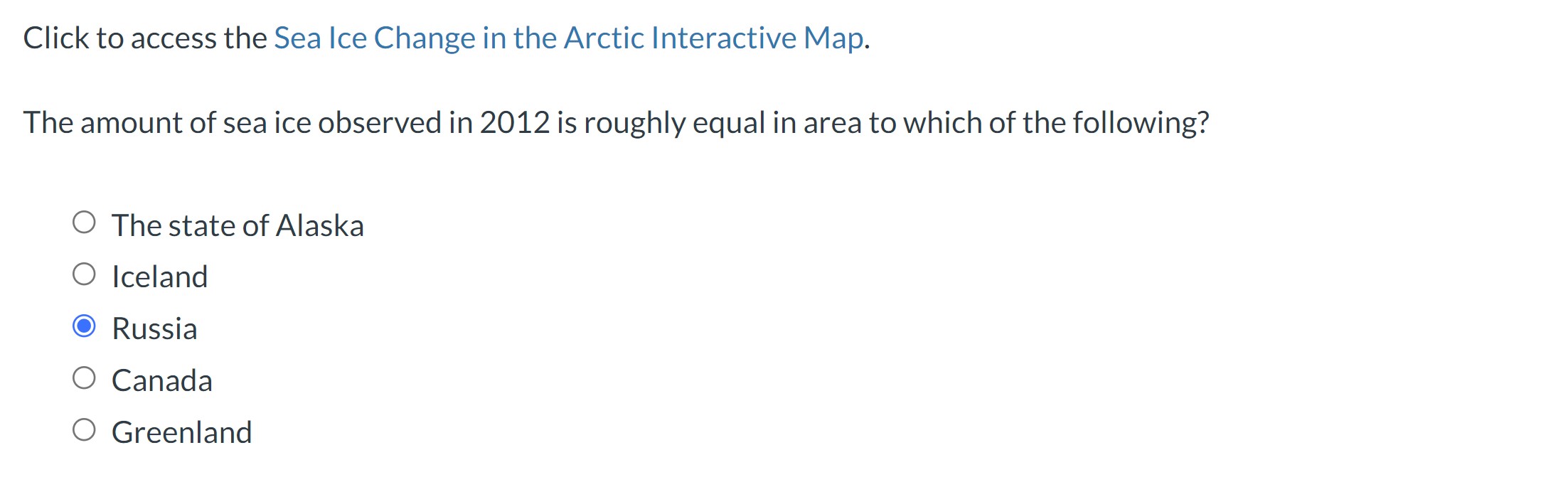 Solved Click to access the Sea Ice Change in the Arctic | Chegg.com