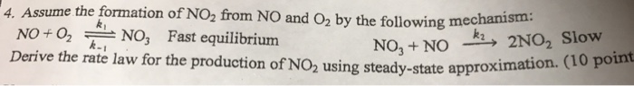 Solved Assume the formation of NO2 from NO and O2 by the | Chegg.com