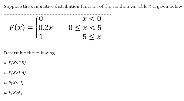Solved Suppose The Cumulative Distribution Function Of The