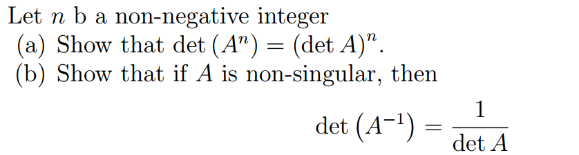 Solved Problem. Let n be a non-negative integer (a) Show | Chegg.com
