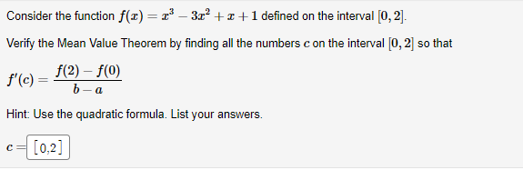 Solved Consider the function f()=2.3 – 3.rº +2+1 defined on | Chegg.com