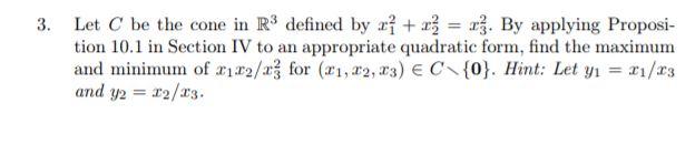 Solved 3. Let C be the cone in R3 defined by rî + x3 = r;. | Chegg.com
