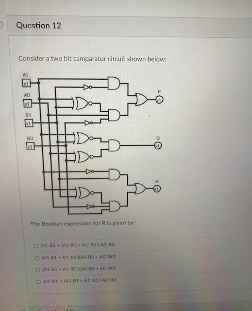 Solved Consider a two bit camparator circuit shown below: | Chegg.com