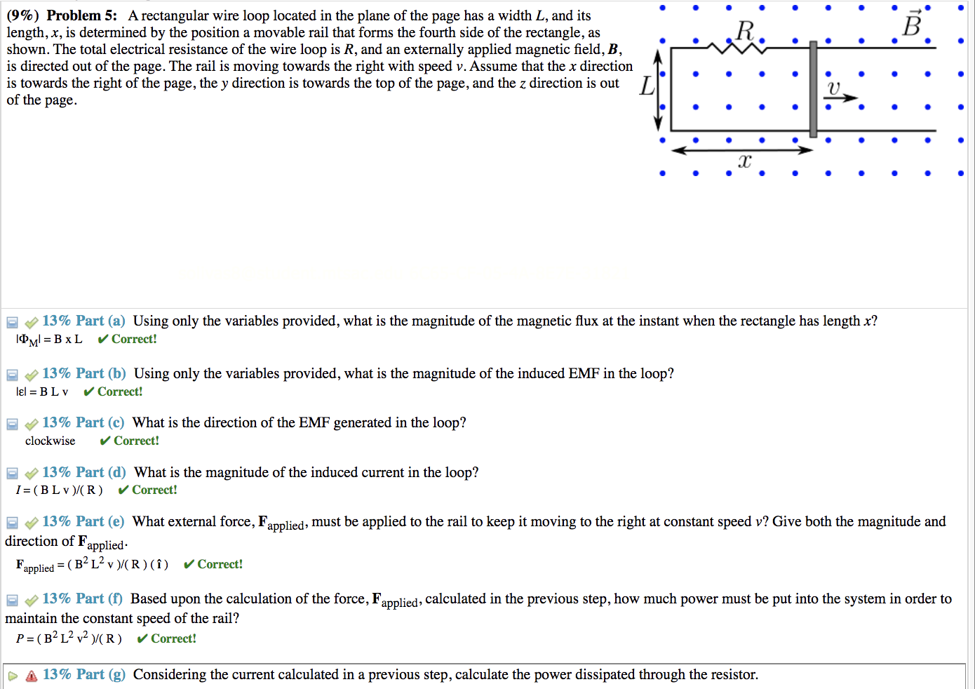 Solved R. B con (9%) Problem 5: A rectangular wire loop | Chegg.com