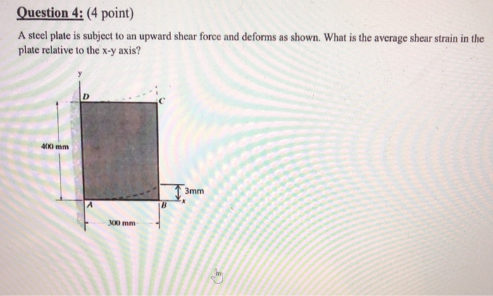 Solved Ouestion 4: (4 point) A steel plate is subject to an | Chegg.com Solved Ouestion 4: (4 point) A steel plate is subject to an | Chegg.com