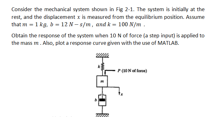 Solved Consider the mechanical system shown in Fig 2-1. The | Chegg.com