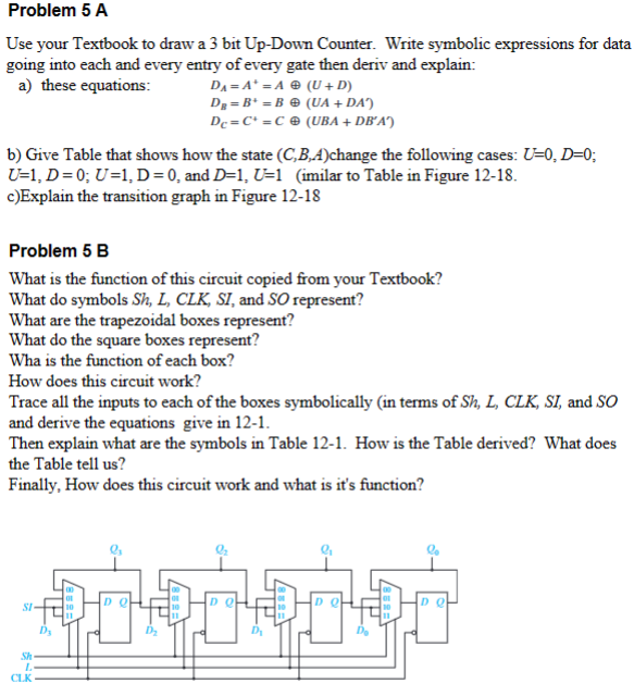 Solved Problem 5AUse your Textbook to draw a 3 ﻿bit Up-Down | Chegg.com