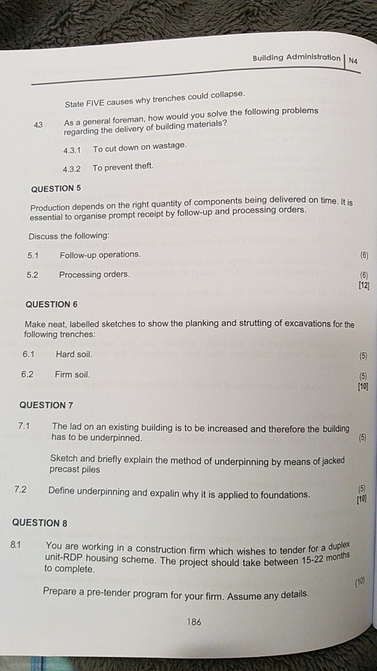 Solved Building Administration N4 QUESTION oltha uestion | Chegg.com