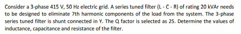 Solved Consider a 3-phase 415 V,50 Hz electric grid. A | Chegg.com