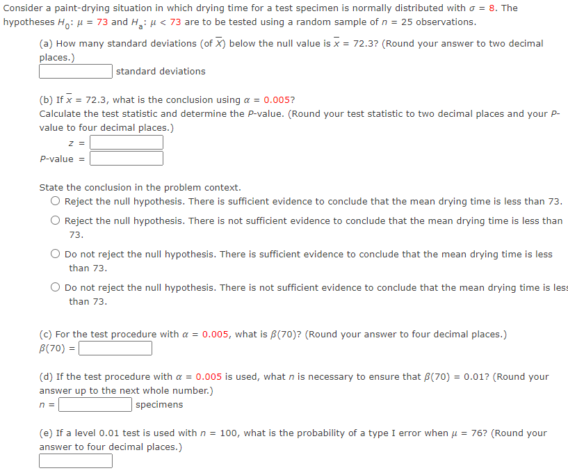 er a paint-drying situation in which drying time for | Chegg.com
