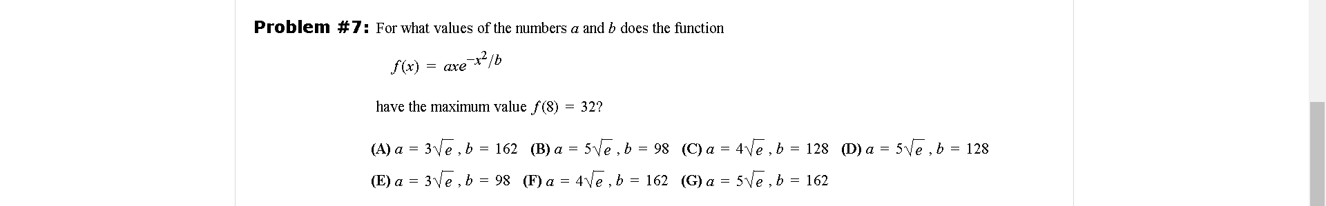 Solved Problem # 7: For what values of the numbers a and b | Chegg.com