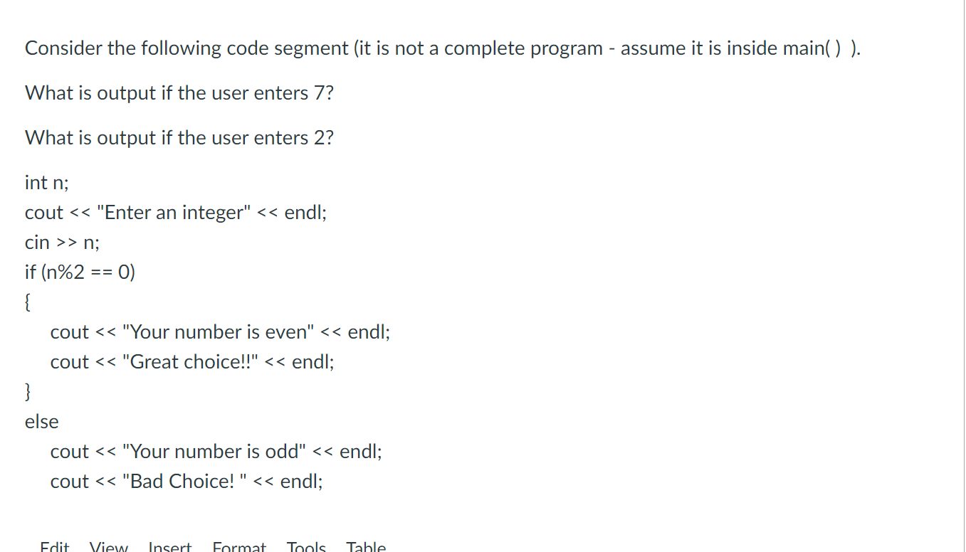 Solved Consider the following code segment (it is not a | Chegg.com