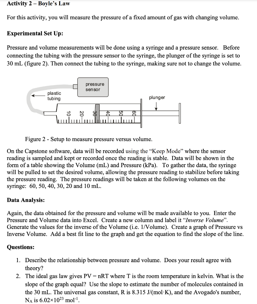 Activity 2 - Boyle's Law For this activity, you will | Chegg.com