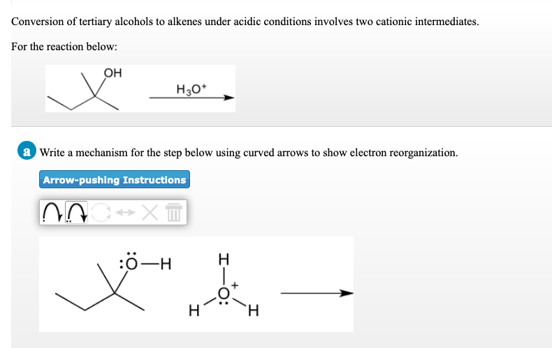 Solved Conversion of tertiary alcohols to alkenes under | Chegg.com