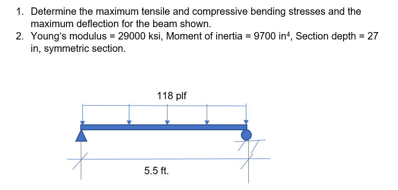 Solved Determine the maximum tensile and compressive bending | Chegg.com
