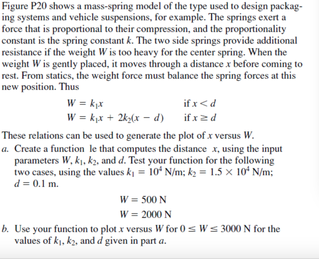 Figure P20 shows a mass-spring model of the type used | Chegg.com